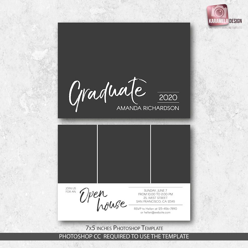 7x5 Senior Card Template for Photographers Photoshop Template | Etsy