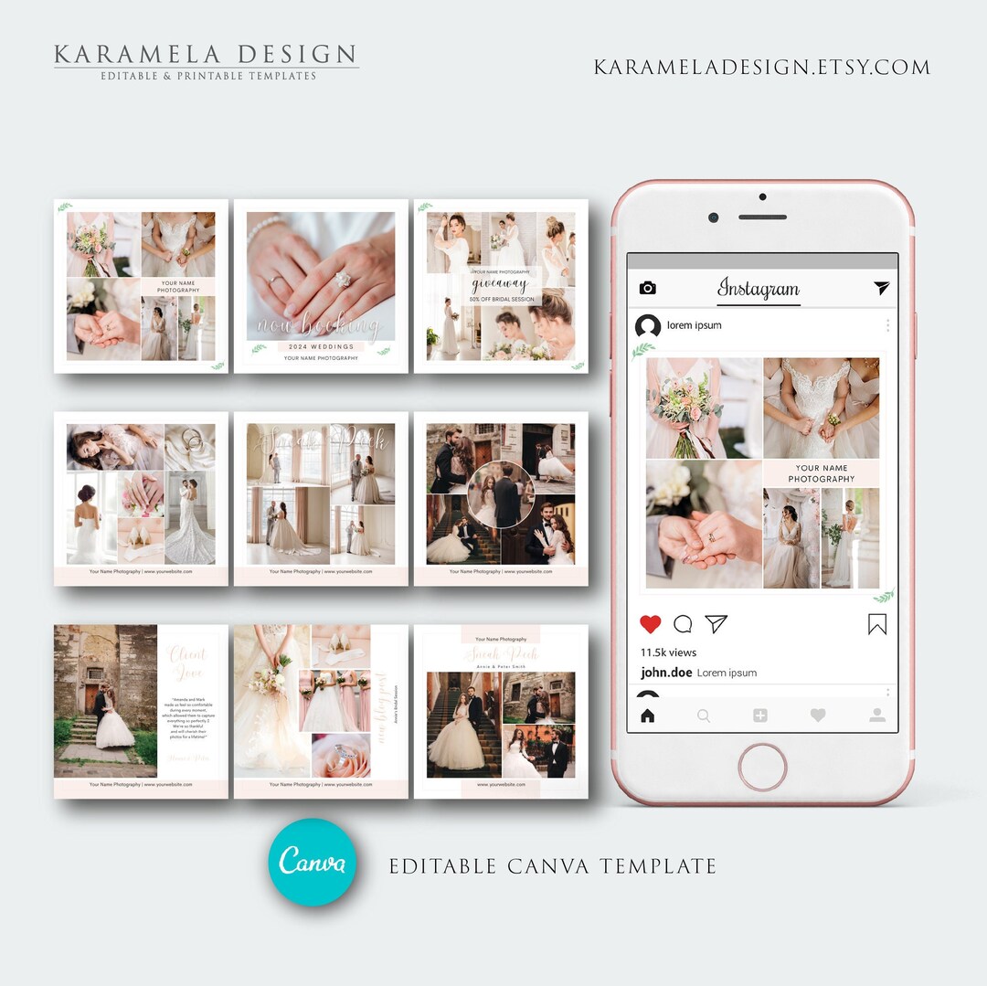 Instagram Templates for Photographers, Wedding Photography Post ...