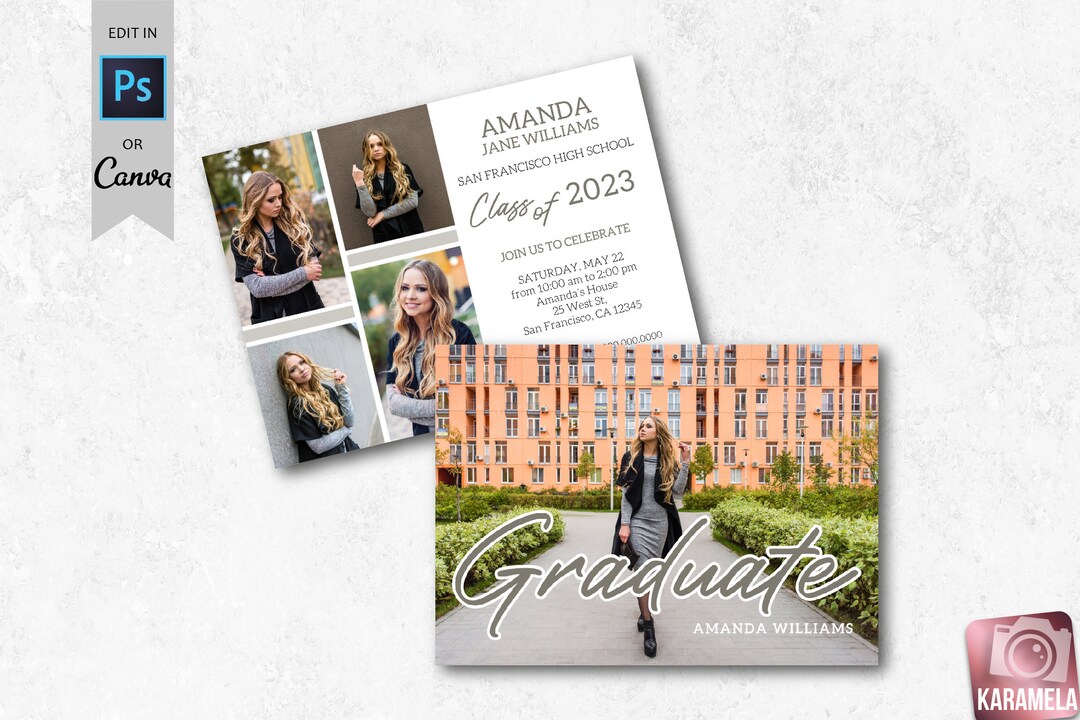 Graduation Announcemment Template, High School Senior Announcement Card ...