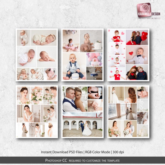 16x20 Photo Collage Templates Photoshop Templates for | Etsy