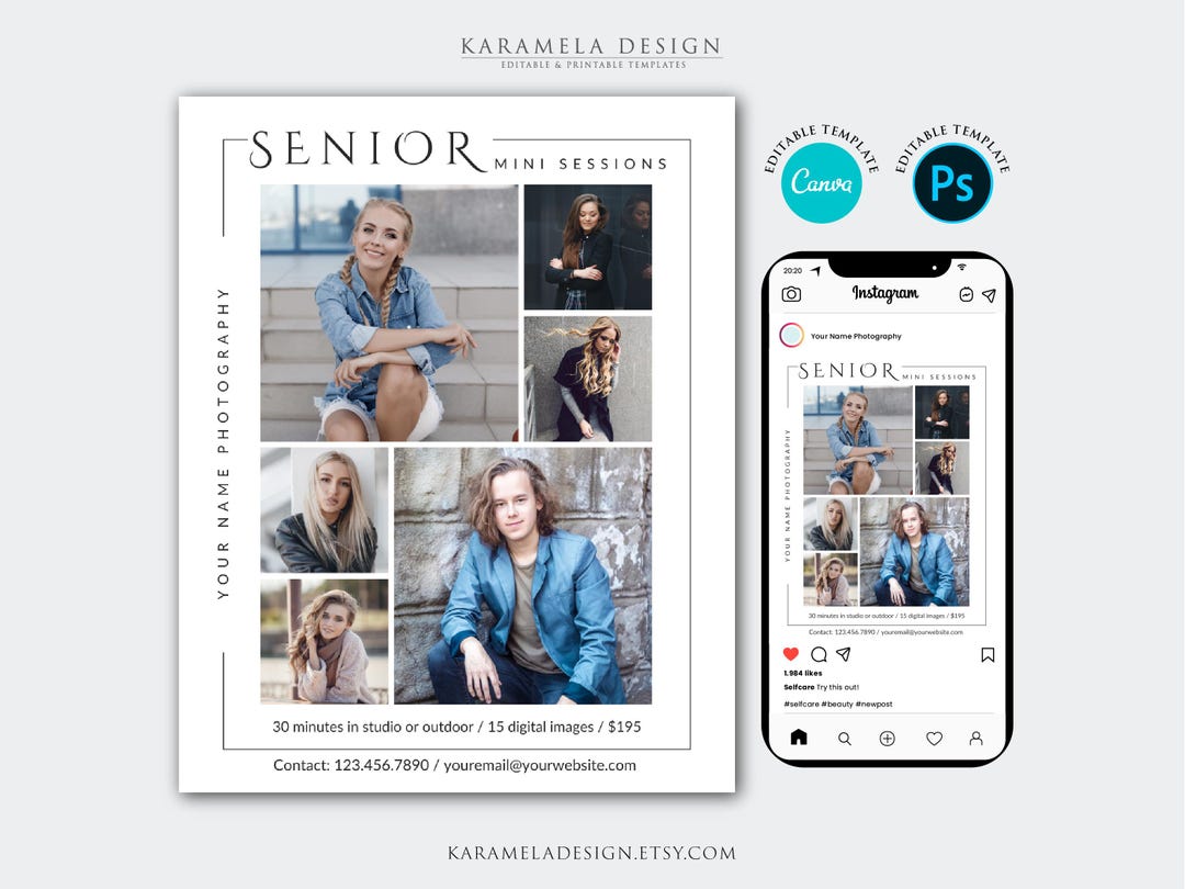 Senior Portraits Mini Sessions Marketing Template for Photographers ...