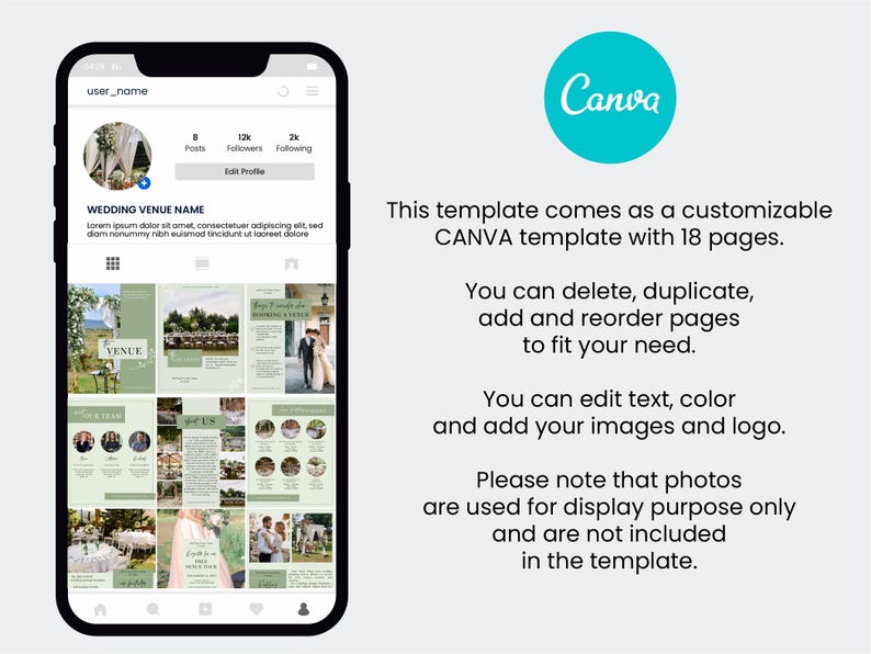 Trendy Wedding Venue Instagram Post Templates | Canva - Etsy