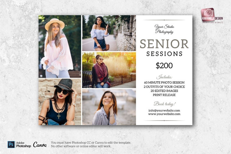 Senior Photo Session Template: Marketing Bundle (canva or Photoshop) - Etsy