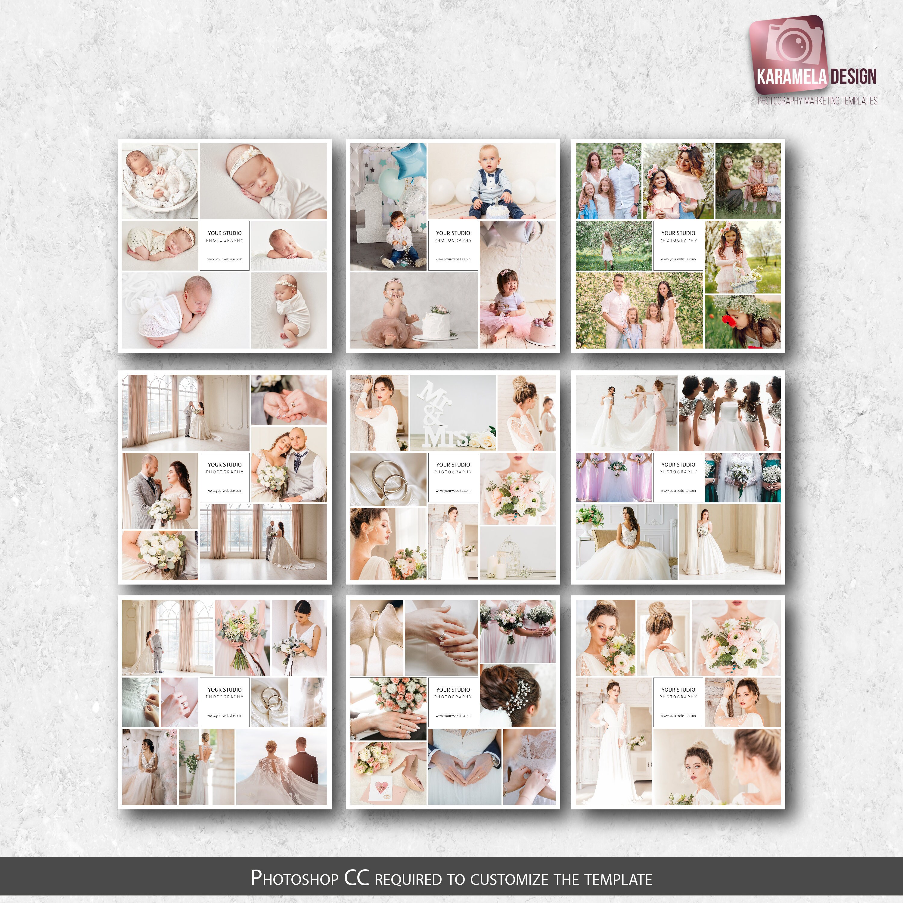 12x12 Photo Collage Templates for Photographers Blog Board - Etsy