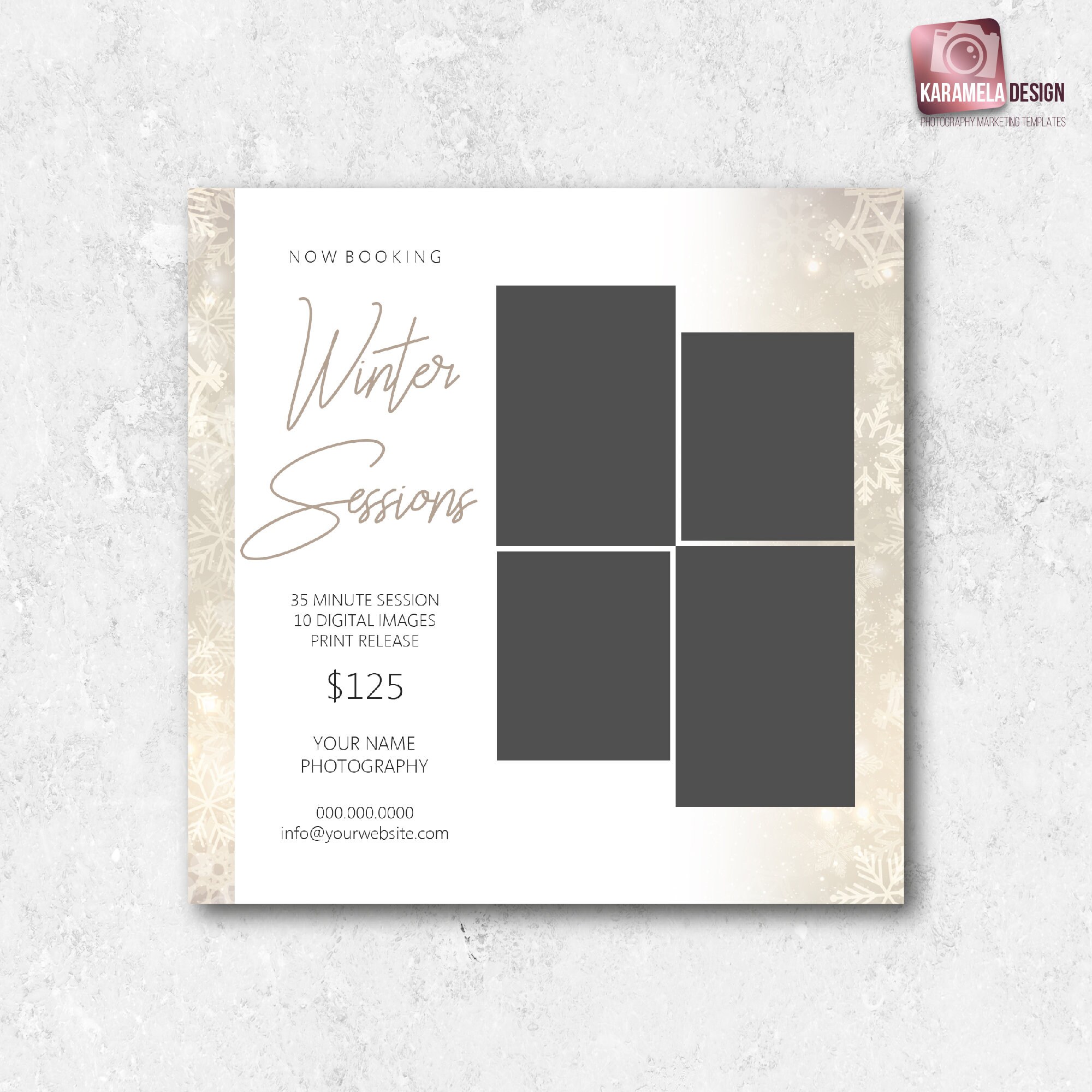 5x5 Winter Mini Sessions Template Holiday Marketing Board - Etsy
