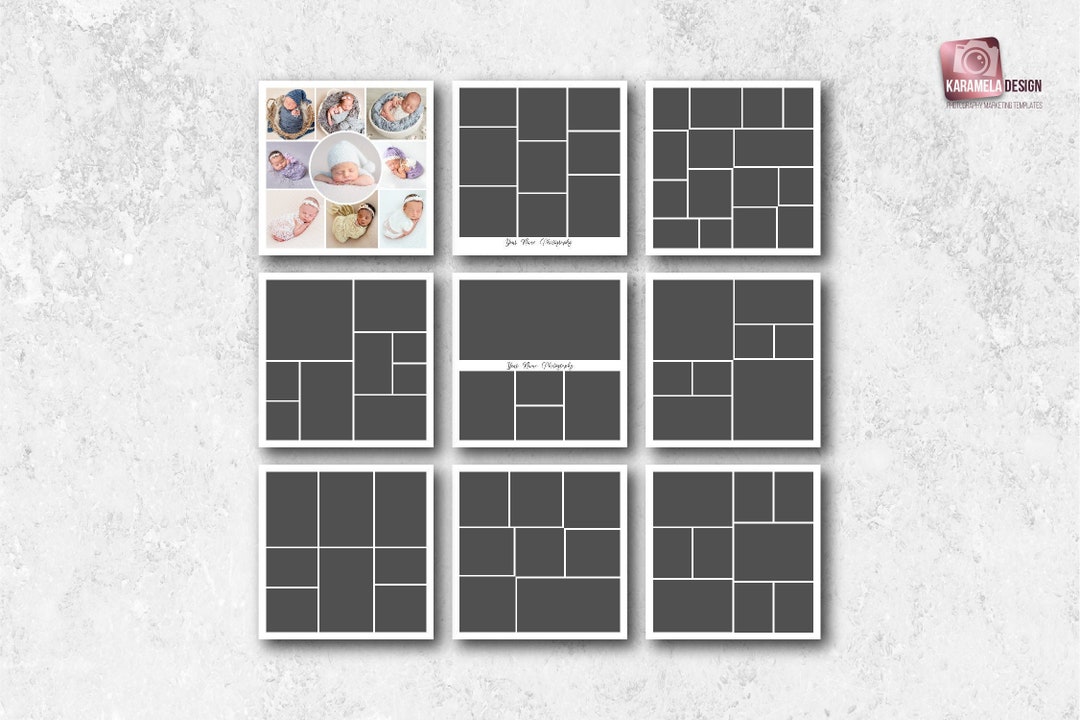 12x12 Photo Collage Templates Photoshop Template for Photographers ...