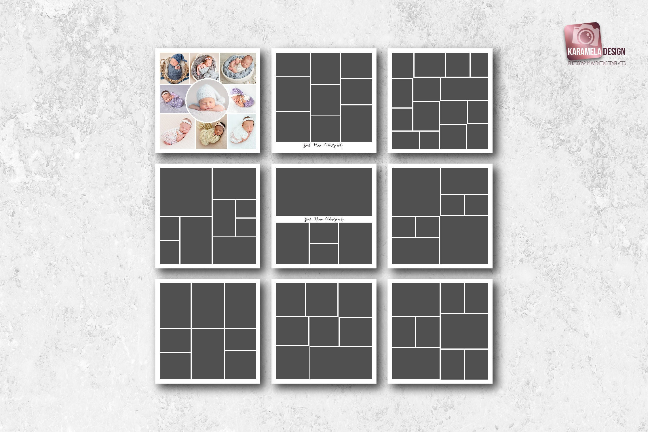 12x12 Photo Collage Templates Photoshop Template for Photographers ...