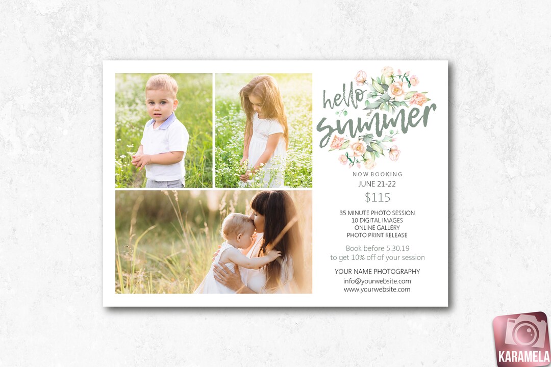 Summer Mini Session Template Photography Template Watercolor Marketing ...