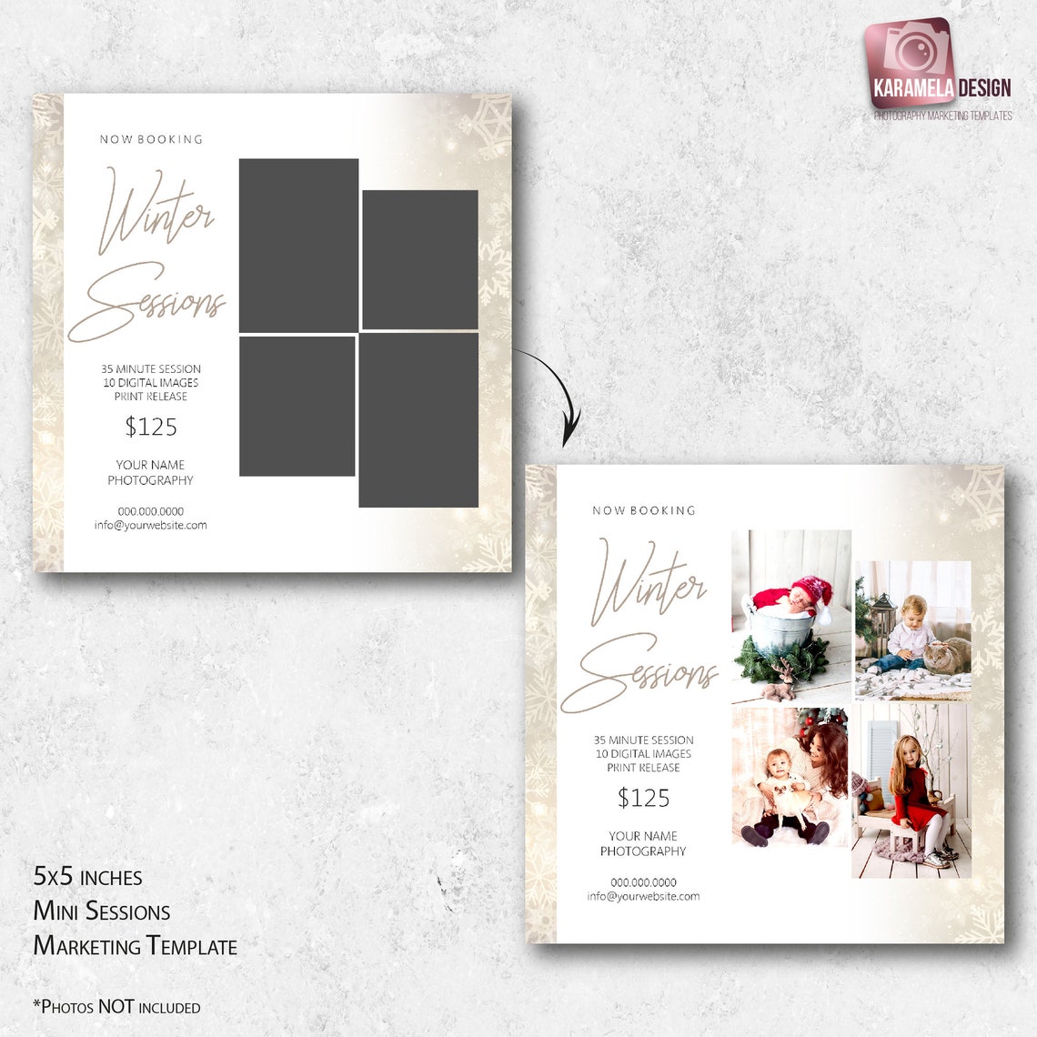 5x5 Winter Mini Sessions Template Holiday Marketing Board - Etsy