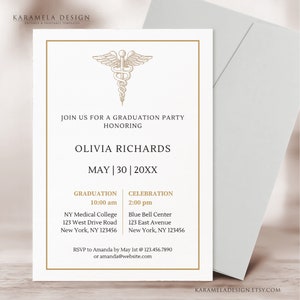 Modern Medical School Graduation Invite Template With Photo, Doctor ...