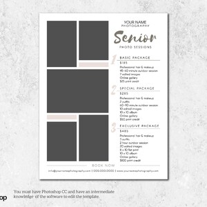 Senior Photography Packages Template: Photoshop Pricing Guide (PSD) - Etsy