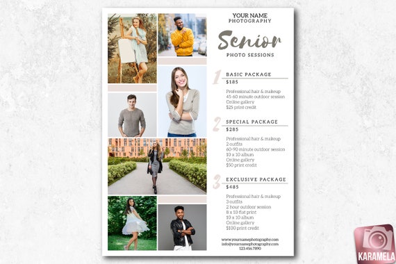 Senior Photography Pricing Guide Template Photographer Price | Etsy