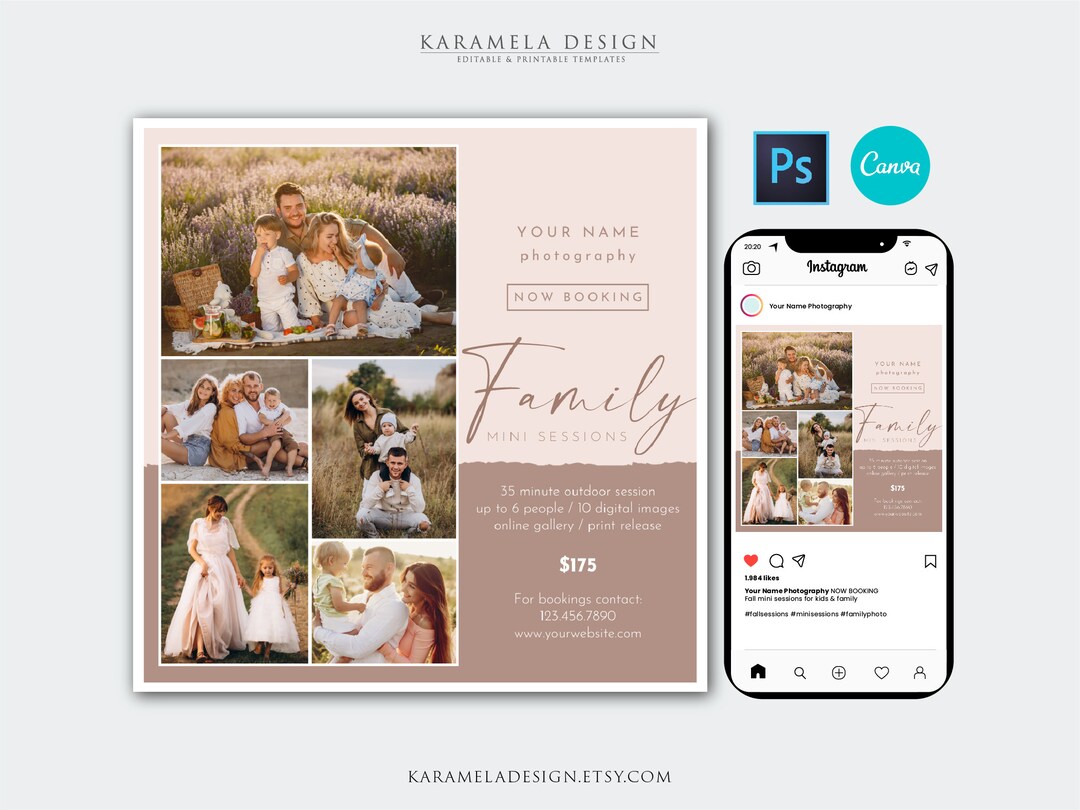 Family Mini Sessions Template for Photographers, Fall Family Photo ...