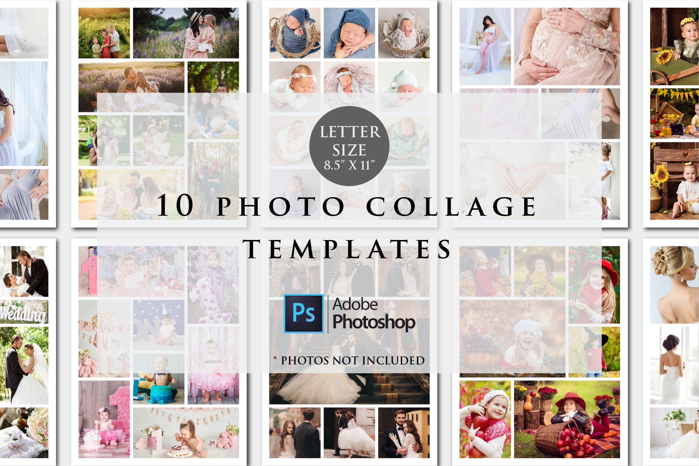 Letter Size Photo Collage Templates Digital Collages Photo - Etsy Australia