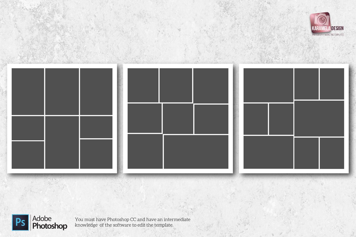 12x12 Photo Collage Templates Photoshop Template for Photographers ...