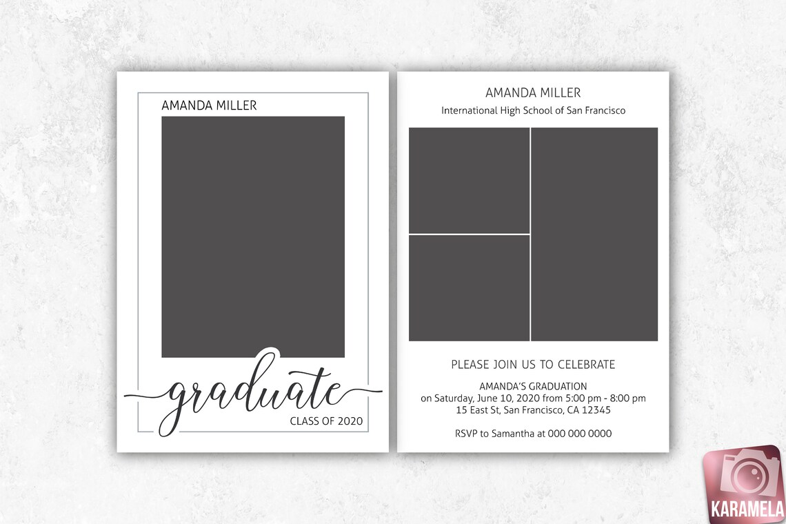 Senior Card Template Graduation Announcement Template for - Etsy