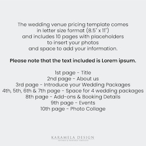 Wedding Venue Pricing Template, Wedding Pricing Packages, Venue Price ...
