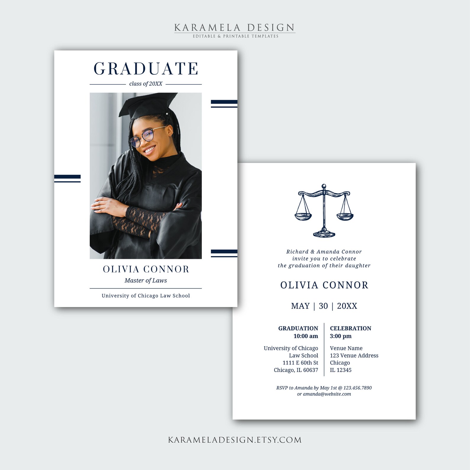 Lawyer Graduation Announcement - Customizable Modern Graduation ...