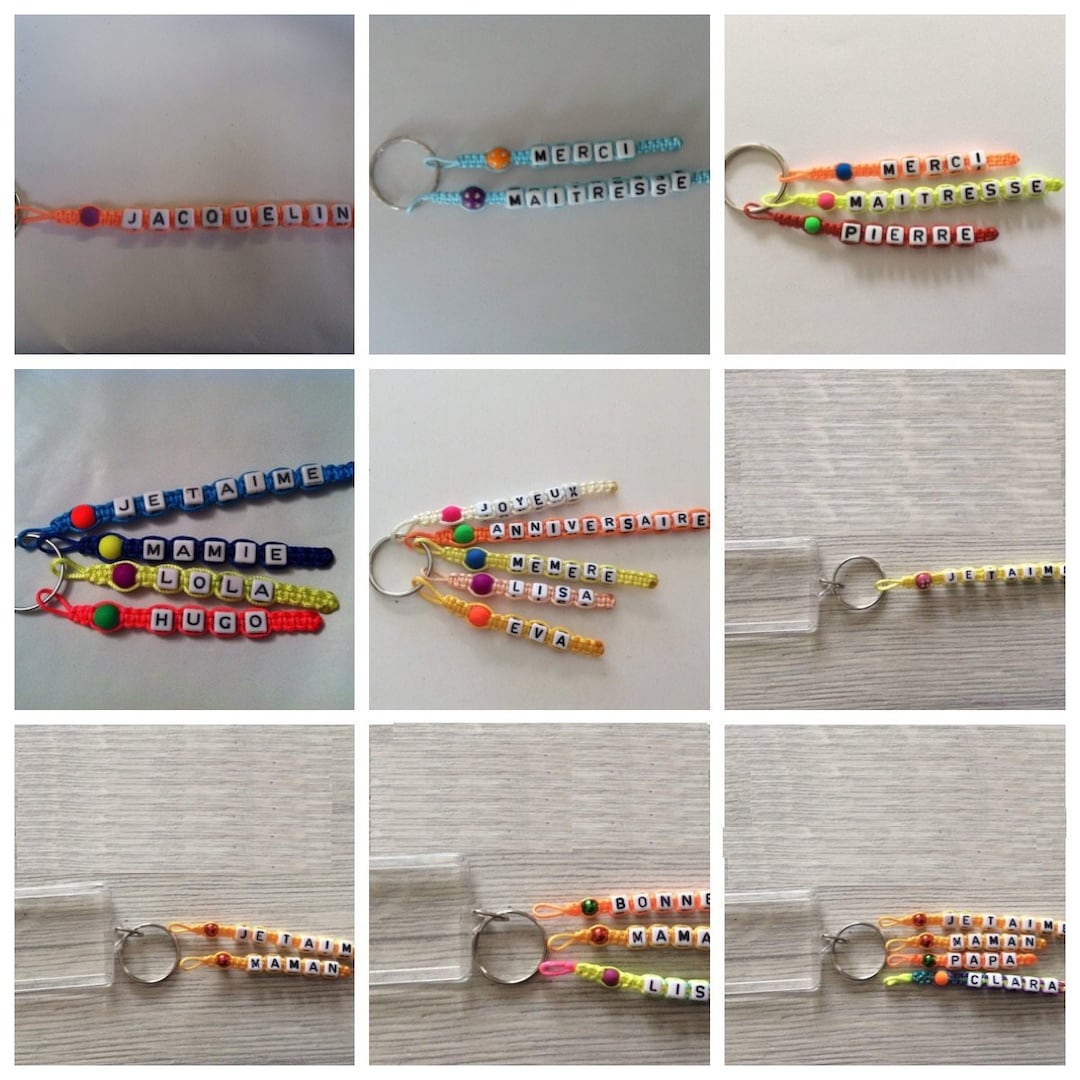 Personalized Key Ring 1/2/3/...strand First Name or Designation of Your ...