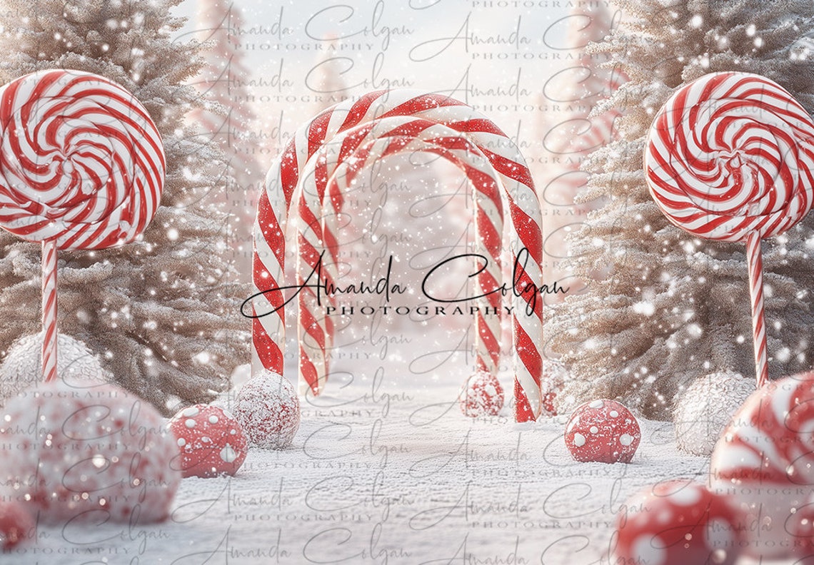 Christmas Digital Background | Candy Cane Arch Digital Backdrop ...