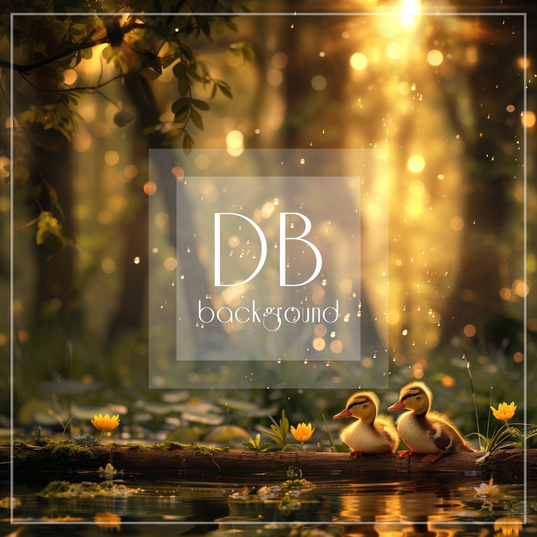 Spring Digital Background | Ducklings on Log Digital Background | Fine ...