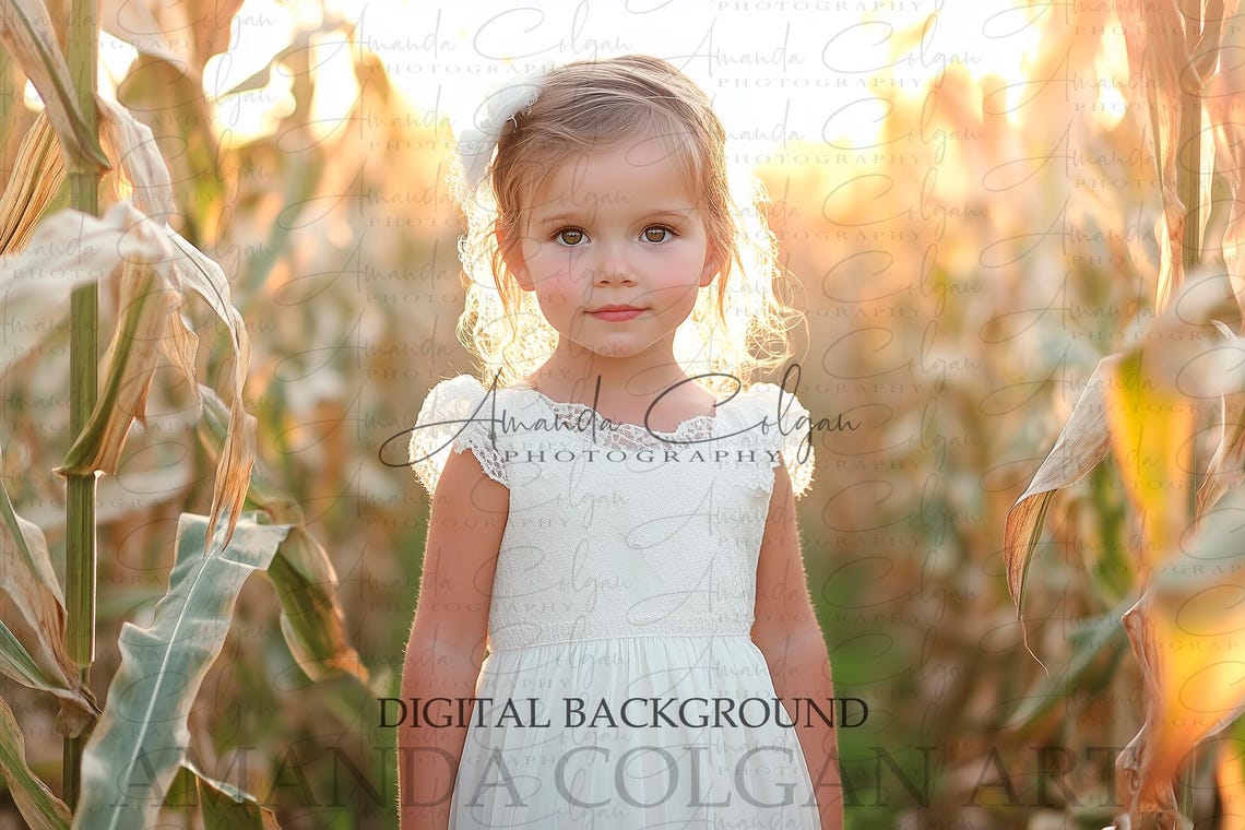 Autumn Digital Background | Corn Field at Golden Hour Digital Backdrop ...