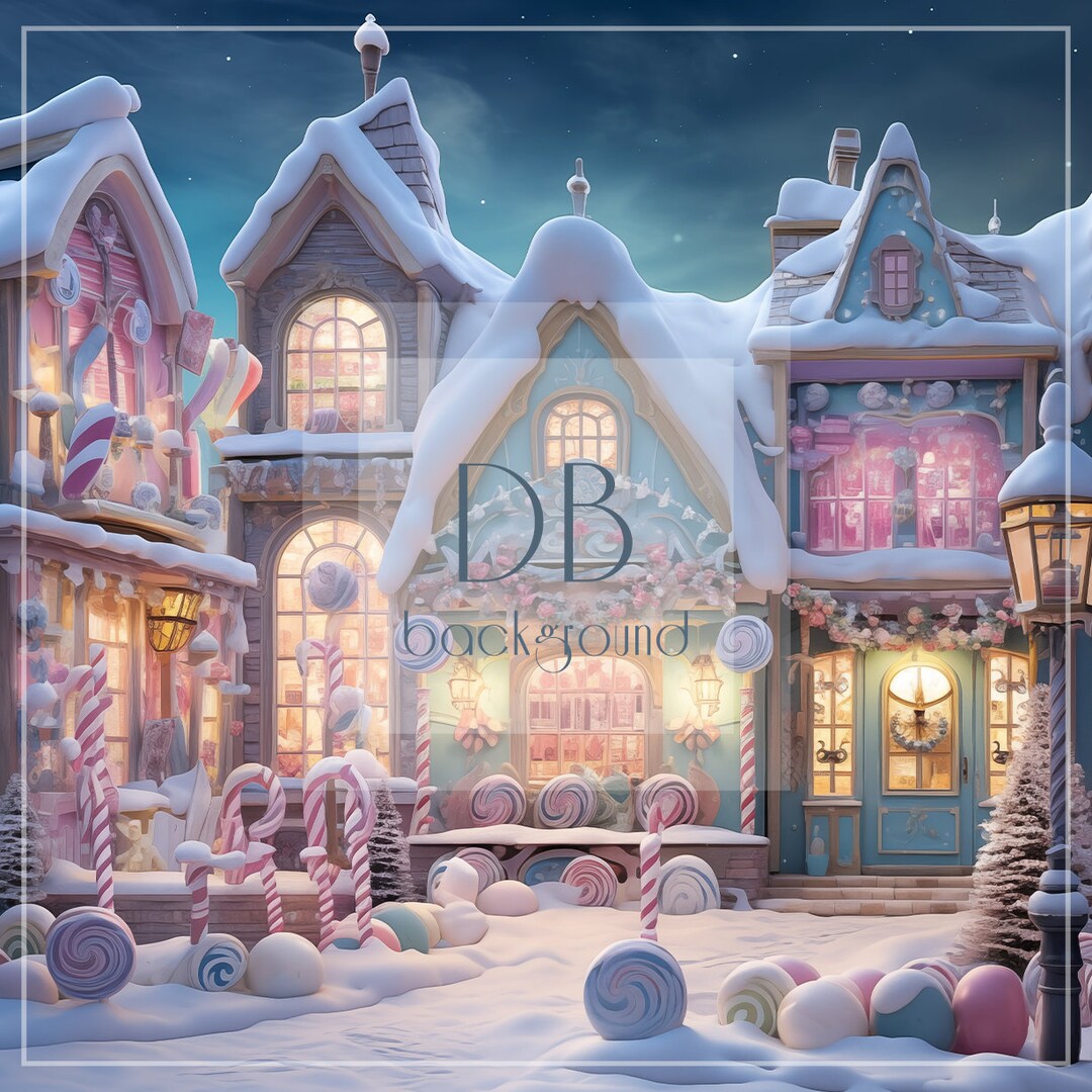 Candy Town Digital Background | Whimsical Christmas Digital Background ...