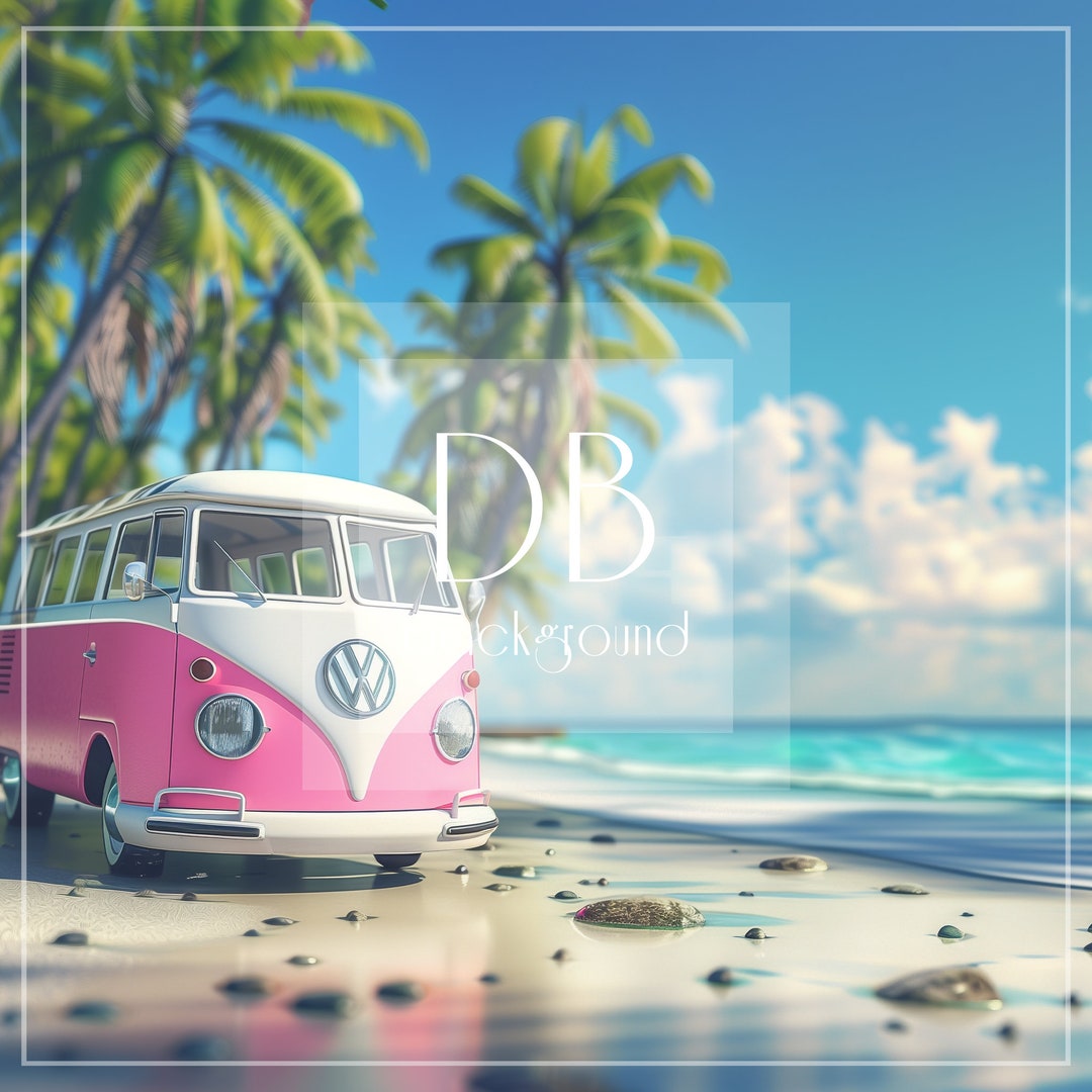 Summer Digital Background | Retro Beach Digital Background | Beach ...