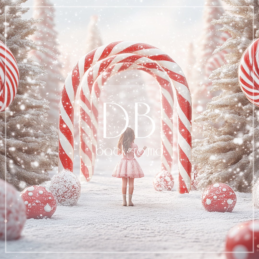 Christmas Digital Background | Candy Cane Arch Digital Backdrop ...
