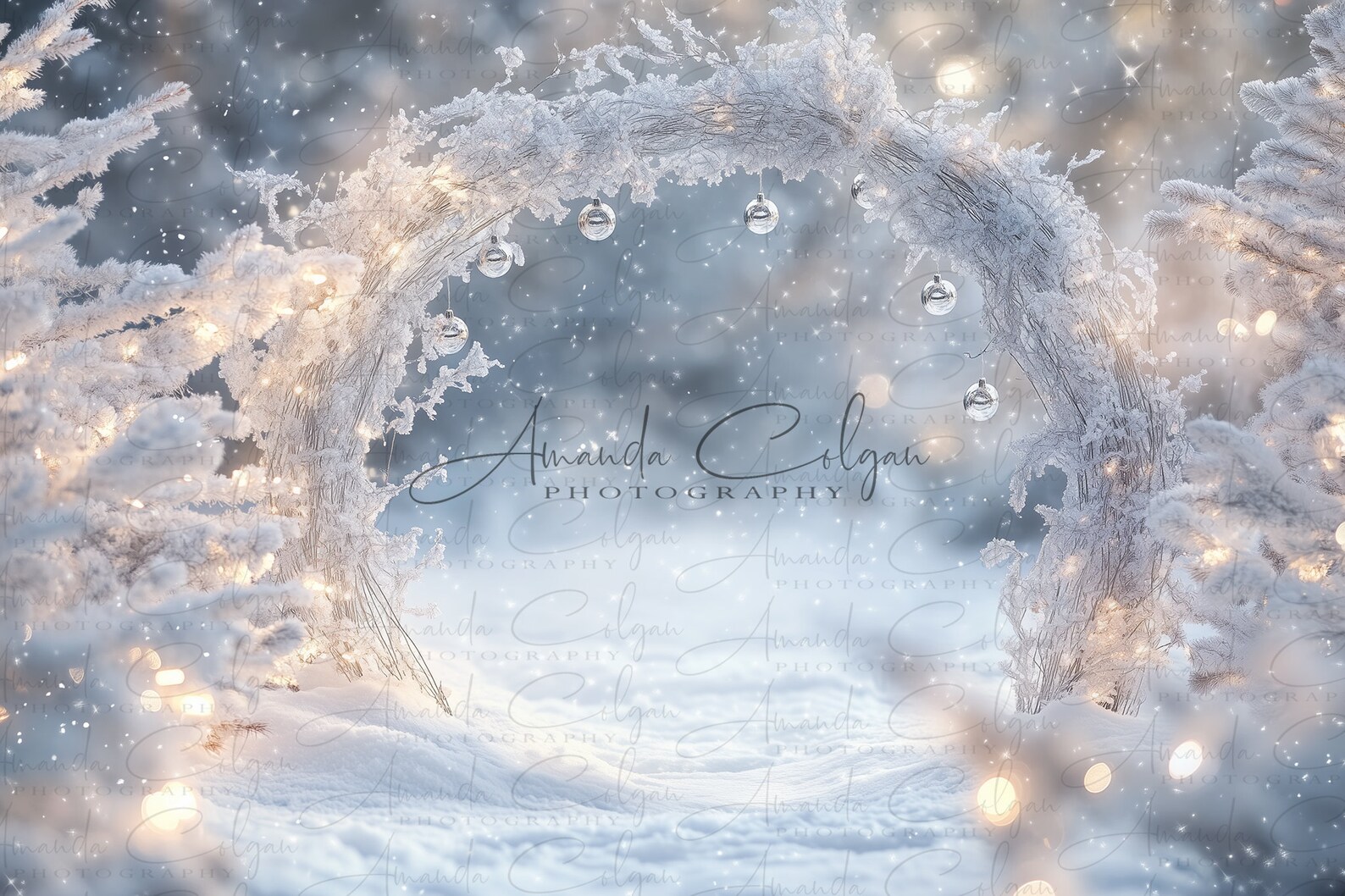 Christmas Digital Background | Winter Arch Digital Backdrop | Snow ...