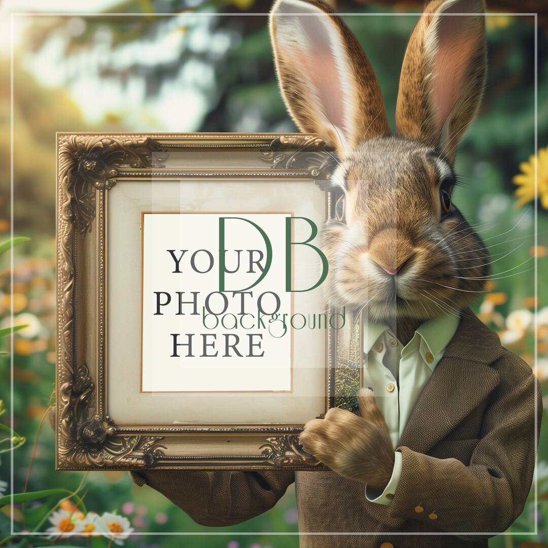 Easter Bunny Photo Frame Digital Background | Easter Photo Insert for ...