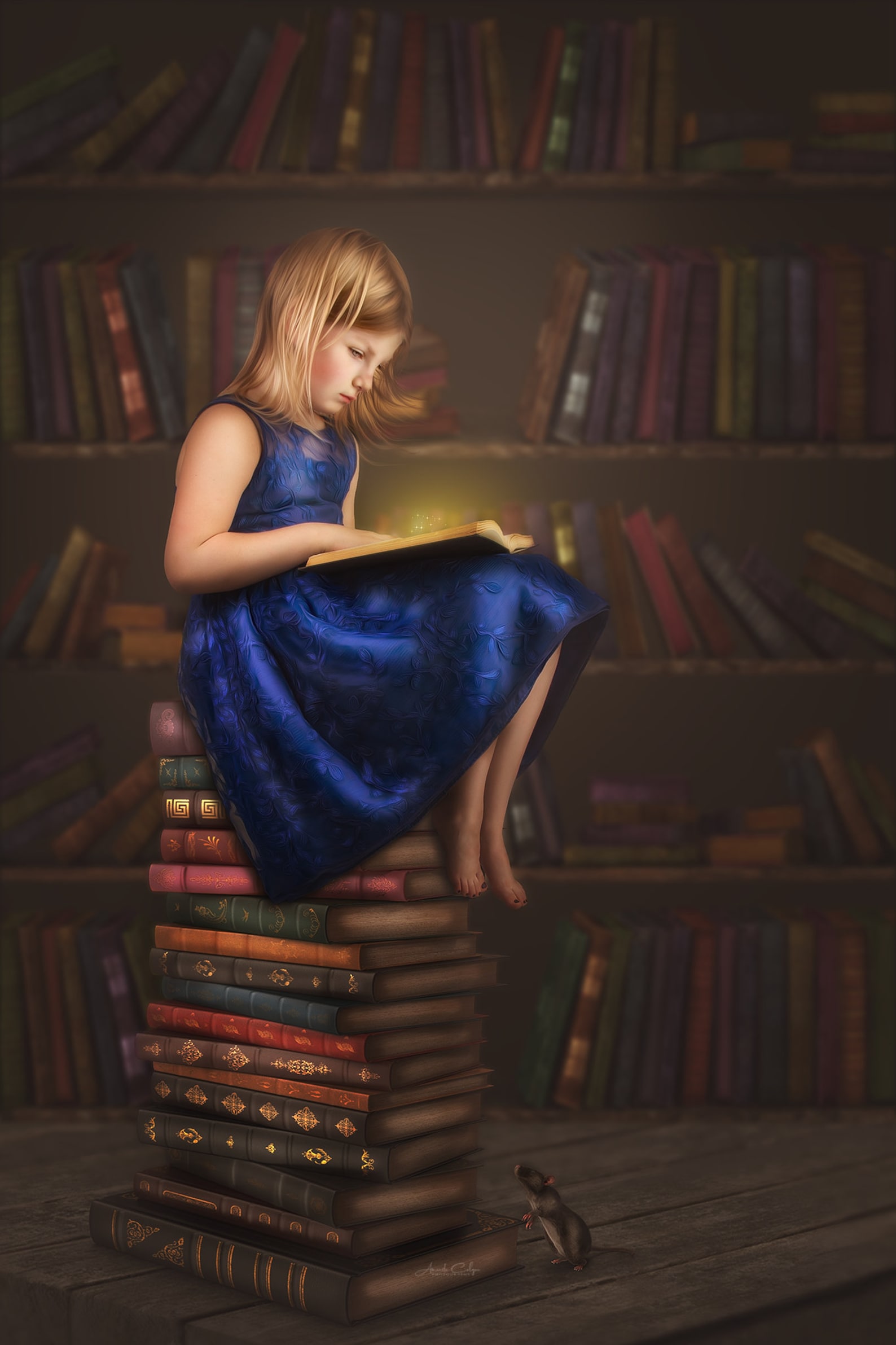 Fantasy Bookcase Digital Background | Magical Bookcase Digital ...
