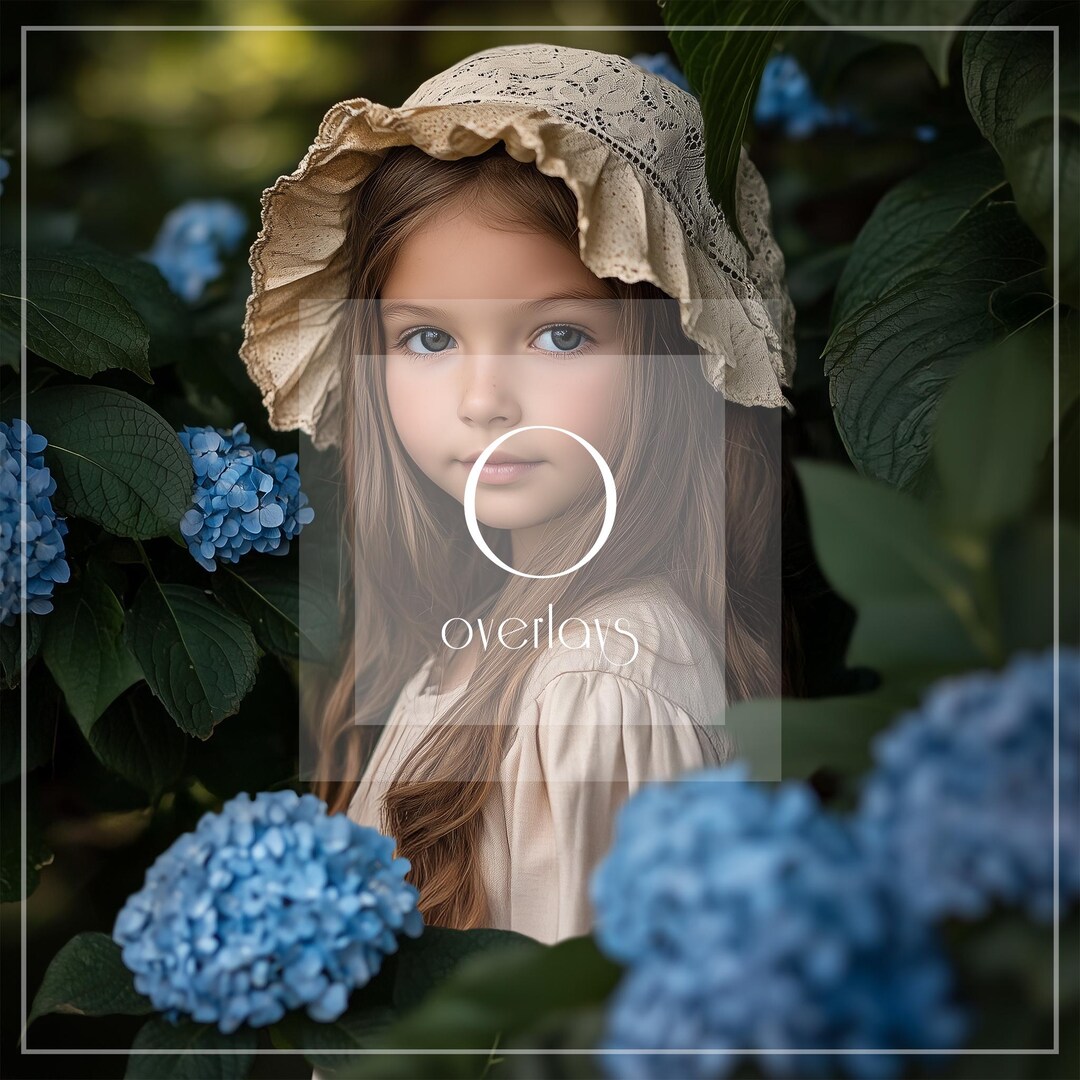 Spring Flower Peek-through Overlays | Blue Hydrangea Overlays | Spring ...