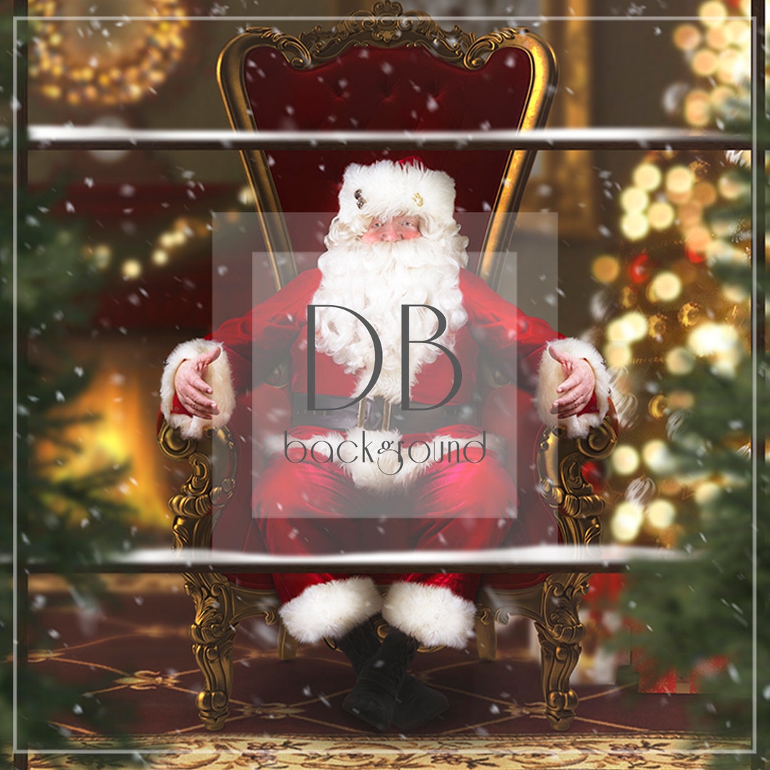 Santa's Lap Digital Background for Two Children | Santa Digital ...