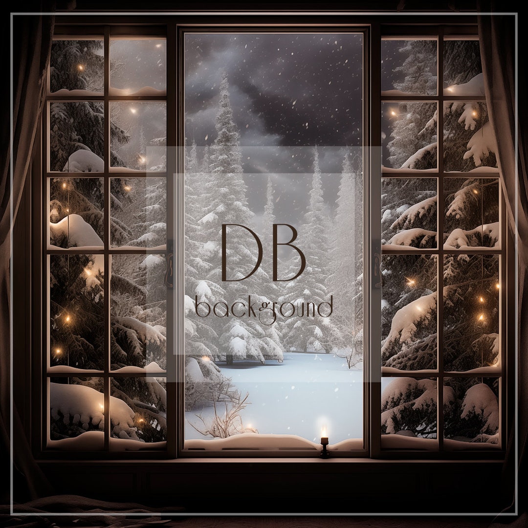 Winter Window Digital Background | Christmas Window Digital Background ...