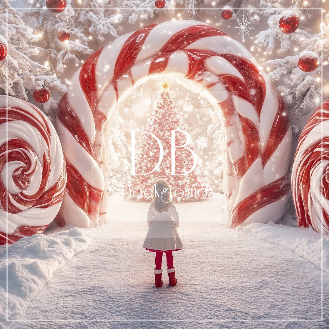 Christmas Digital Background | Candy Cane Arch Digital Backdrop ...