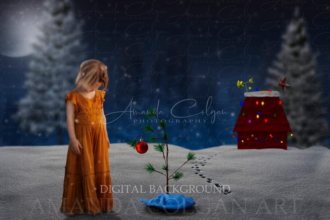 Christmas Digital Backdrop | Charlie Brown Christmas Tree Digital ...