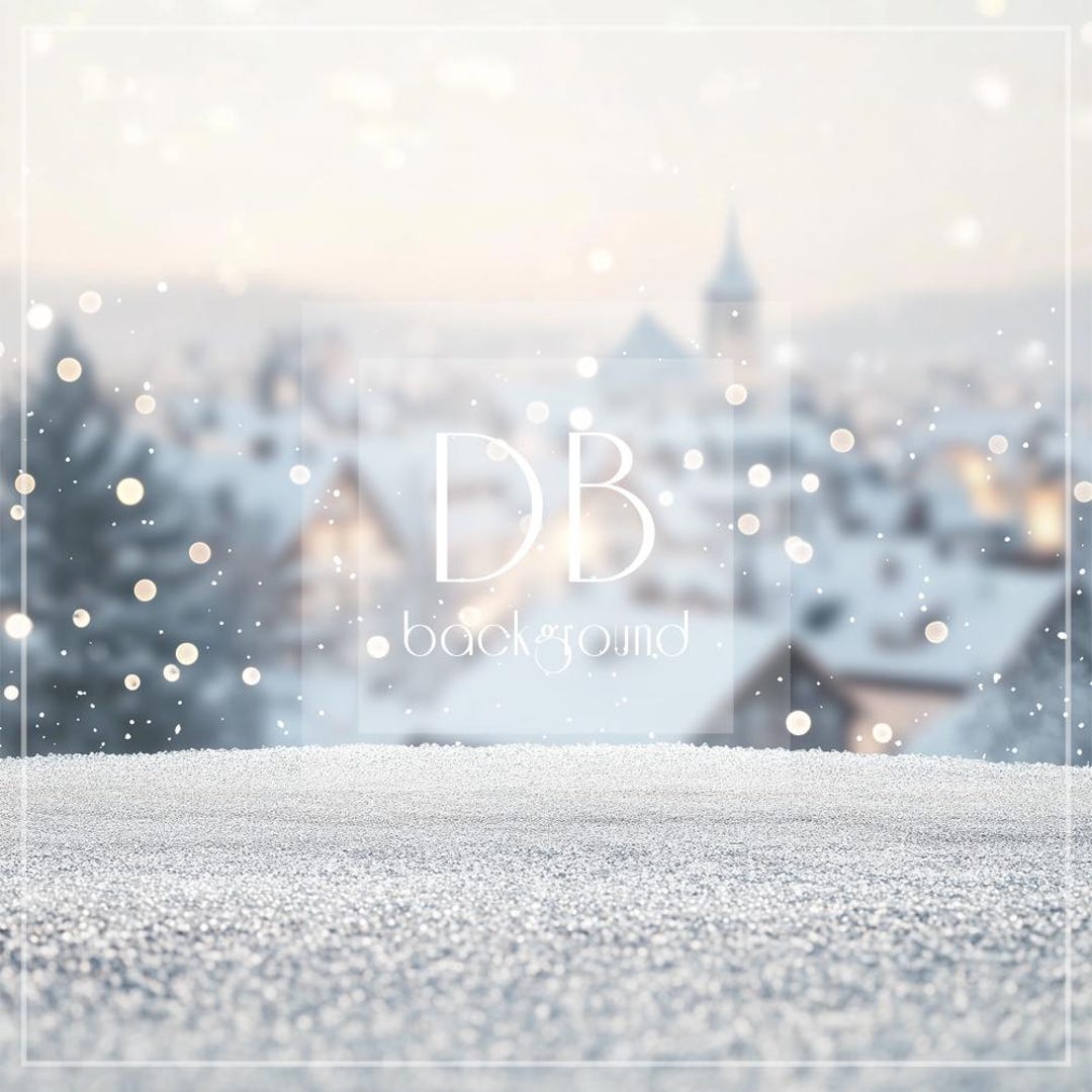 Winter Digital Background | Snowy Hill With Bokeh Town Digital Backdrop ...