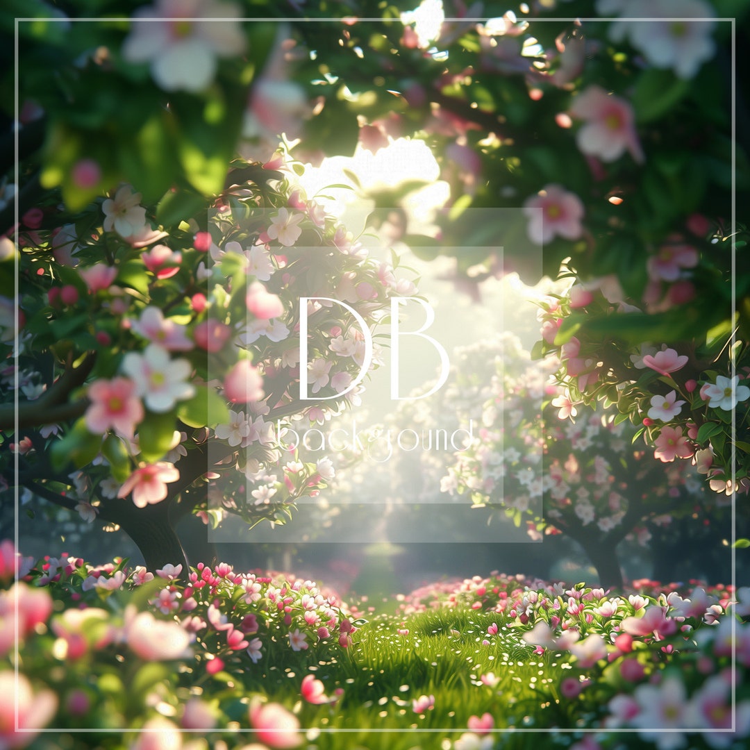 Spring Digital Background | Flower Tree - Oil Paint Style - Digital ...