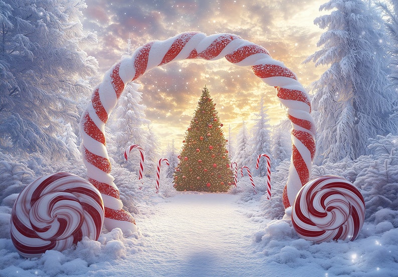 Christmas Digital Background | Candy Cane Arch Digital Backdrop ...