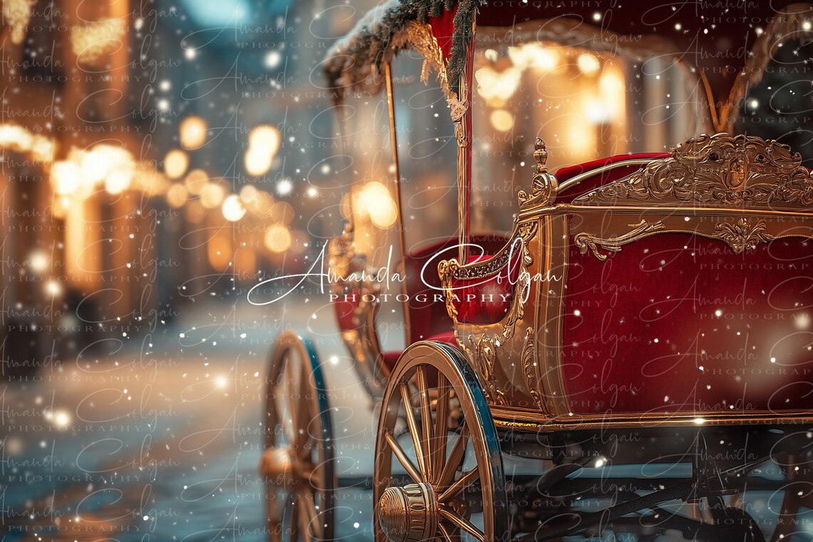 Christmas Digital Background | Christmas Carriage Digital Backdrop ...