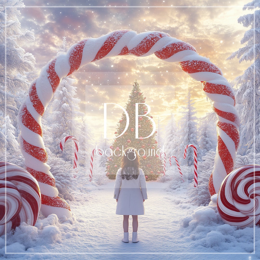 Christmas Digital Background | Candy Cane Arch Digital Backdrop ...