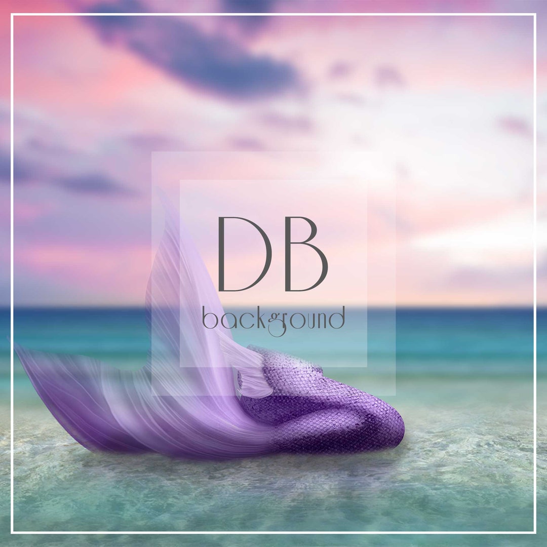 Beach Mermaid Digital Background | Mermaid Digital Background | Mermaid ...