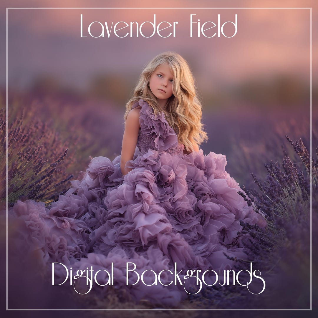 Lavender Field Digital Backgrounds Collection | Sunset Lavender Field ...