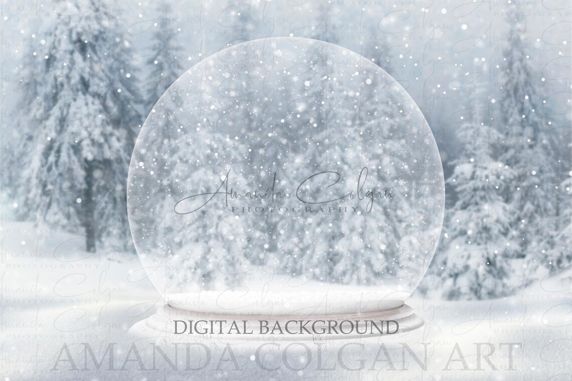 Winter Snow Globe Digital Backdrop | Christmas Digital Background ...