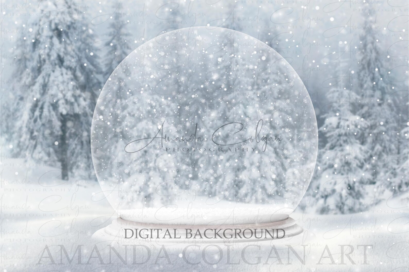 Winter Snow Globe Digital Backdrop | Christmas Digital Background ...
