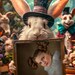 White Rabbit Holding Picture Frame Digital Backdrop | Easter Photo ...
