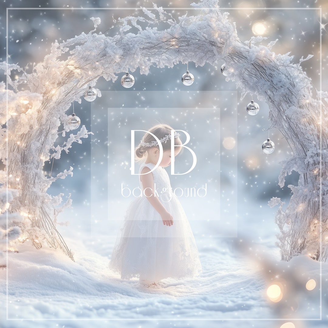Christmas Digital Background | Winter Arch Digital Backdrop | Snow ...