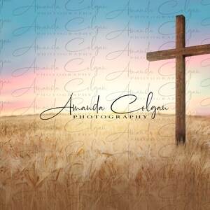 Cross in Wheat Field Digital Background | Easter Digital Background ...