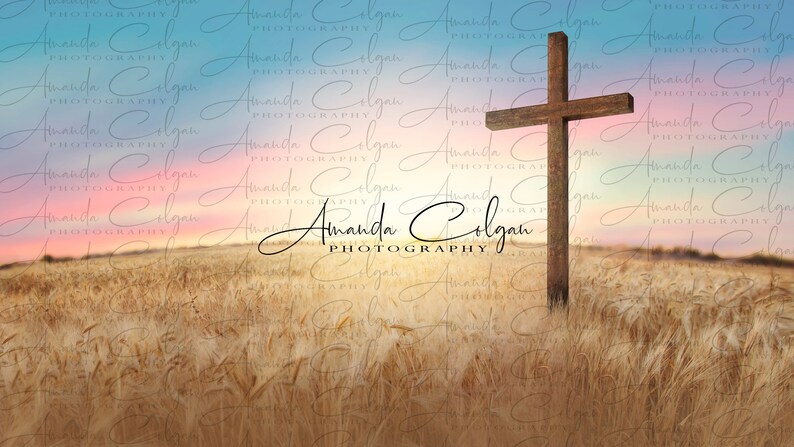 Cross in Wheat Field Digital Background Easter Digital - Etsy